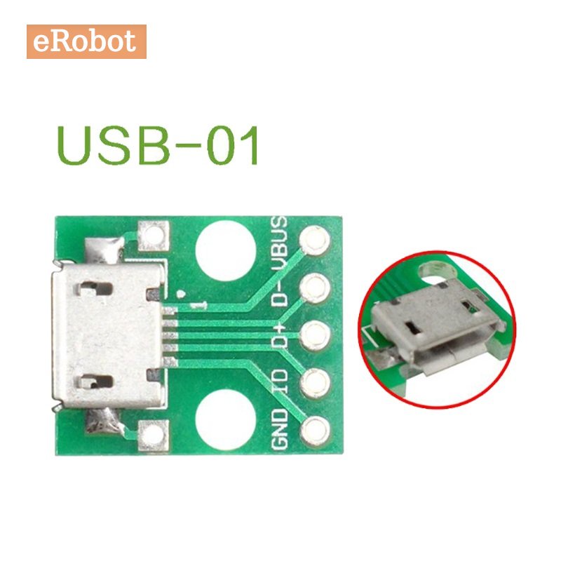 10Pcs MICRO USB To DIP Adapter 5pin Female Connector B Type PCB ...