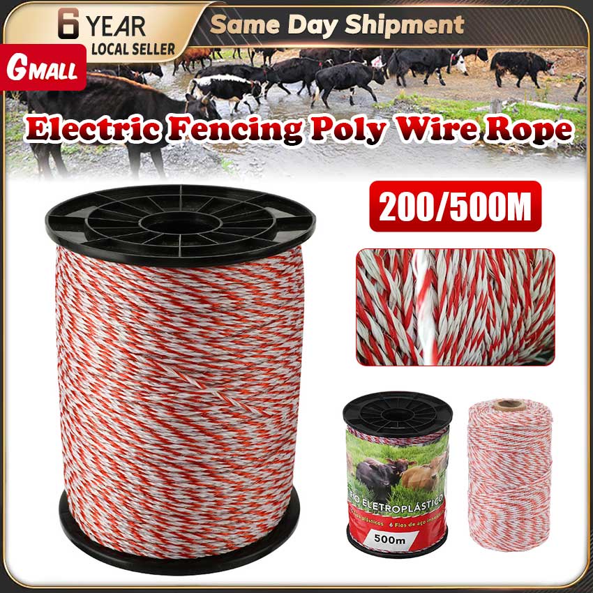 【Fast Delivery】 200/500m Electric Fencing Poly Wire Rope Electric ...
