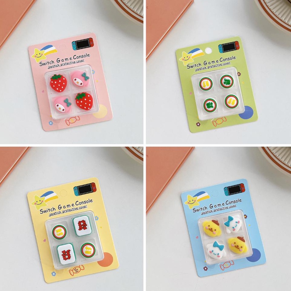 Cartoon Purin Cinnamoroll Silicone Thumb Stick Grip Cap Cover For Nintendo Switch Oled ABXY ...