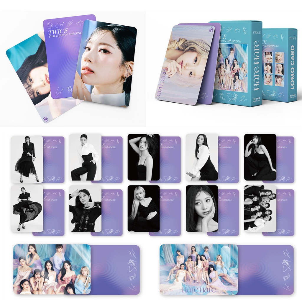50-55pcs/box TWICE Album Photocards Hare Hare Hologram Laser Cards Nayeon Jeongyeon Momo Sana ...