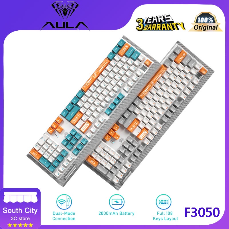 AULA F3050 Gaming Keyboard 108 Keys Type-C Wired/2.4G Wireless RGB Hot ...