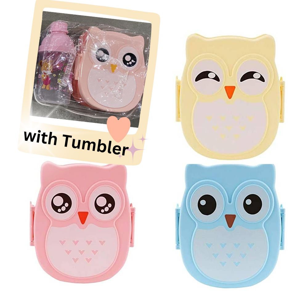 Home Must-Have - Cartoon Design Kids Cute Owl Lunch Box with Tumbler ...
