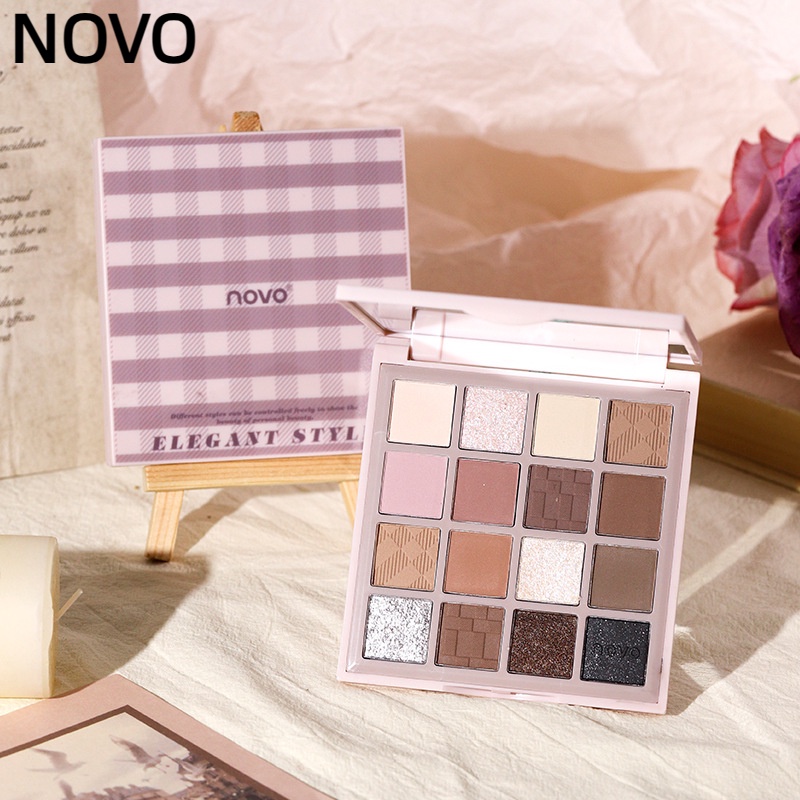 NOVO Elegant Silky Sixteen-color Eyeshadow Palette Matte Fine Glitter ...