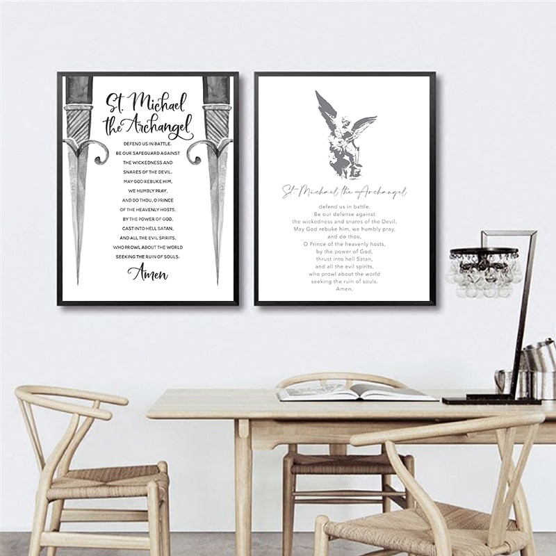 St Michael The Archangel Prayer Poster Religious Christian Wall Art Print Catholic Prayer Gift ...