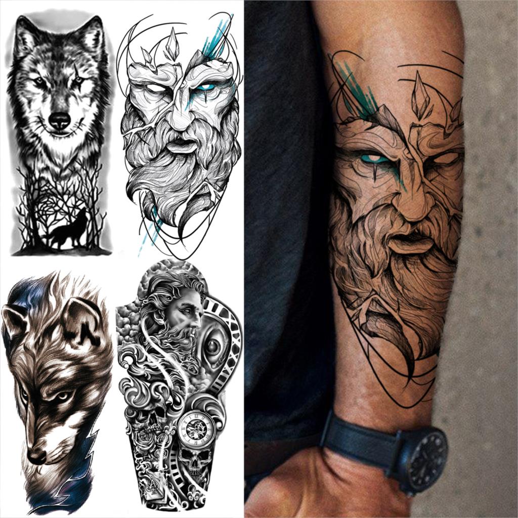 3D Evil Demon Devil Forearm Temporary Tattoos For Men Women Fake Wolf ...