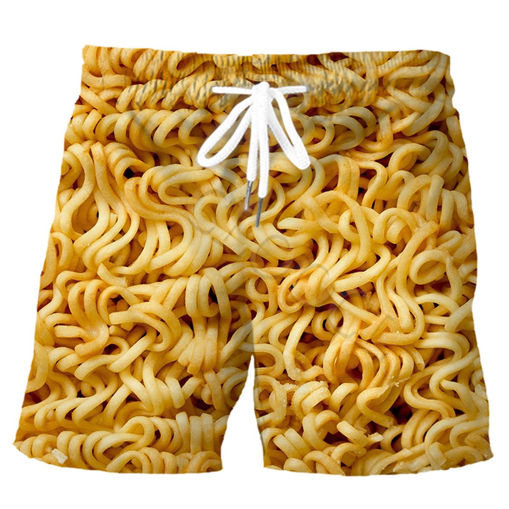 Men's Shorts Gourmet Instant Noodles Sausage Pizza 3D Print Sports ...