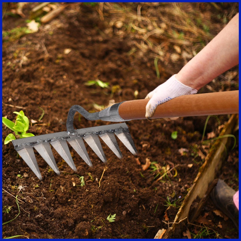 Hoe Weeding Rake Six-Tooth Dethatching Nail Rake High Carbon Steel ...