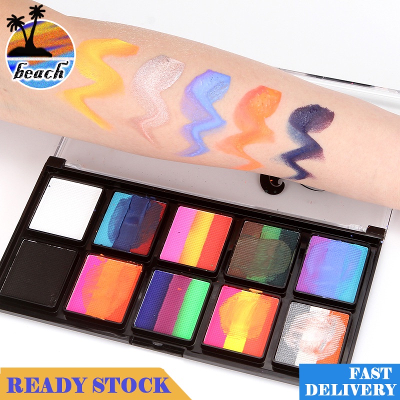 ★Beach★ Face Painting Kit Rainbow Colors Water Soluble Paints Makeup ...