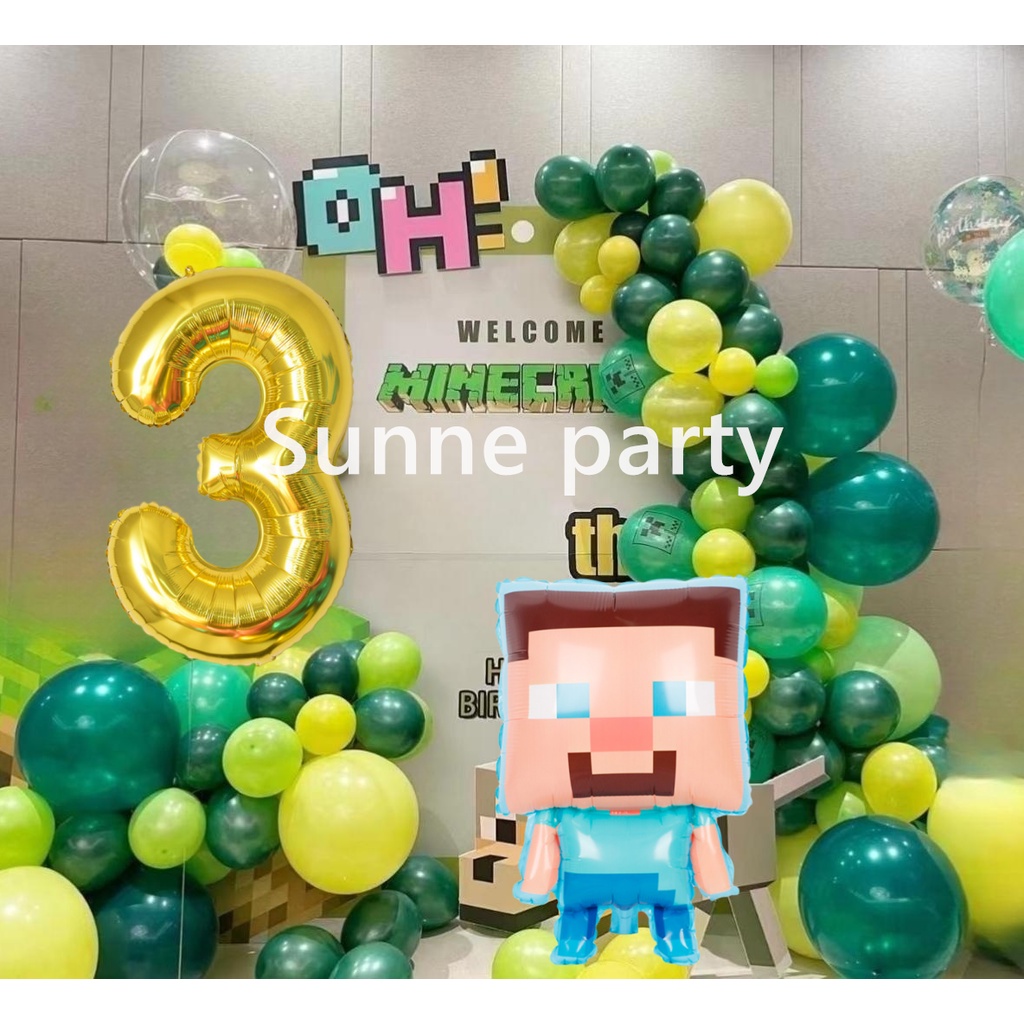 68pcs Minecraft Theme Party Balloons Garland Arch Kits 32inch Gold ...