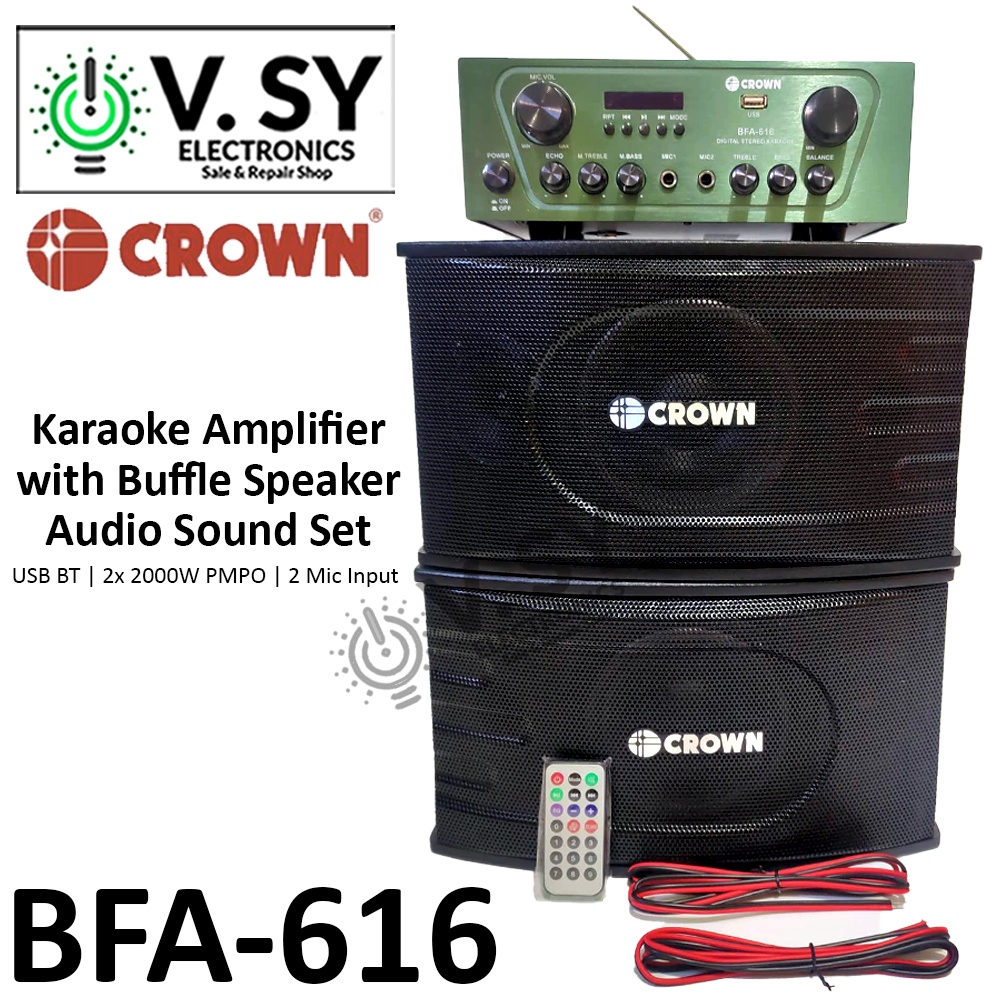 2023 Crown BFA-616 2000W PMPO Karaoke Amplifier with Baffle Speaker ...