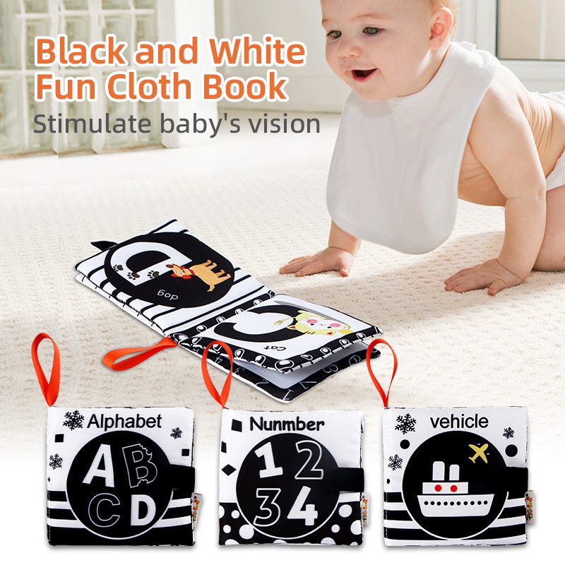 New Style Baby Black White Digital Cloth Book Cognitive Tear Not Bad ...