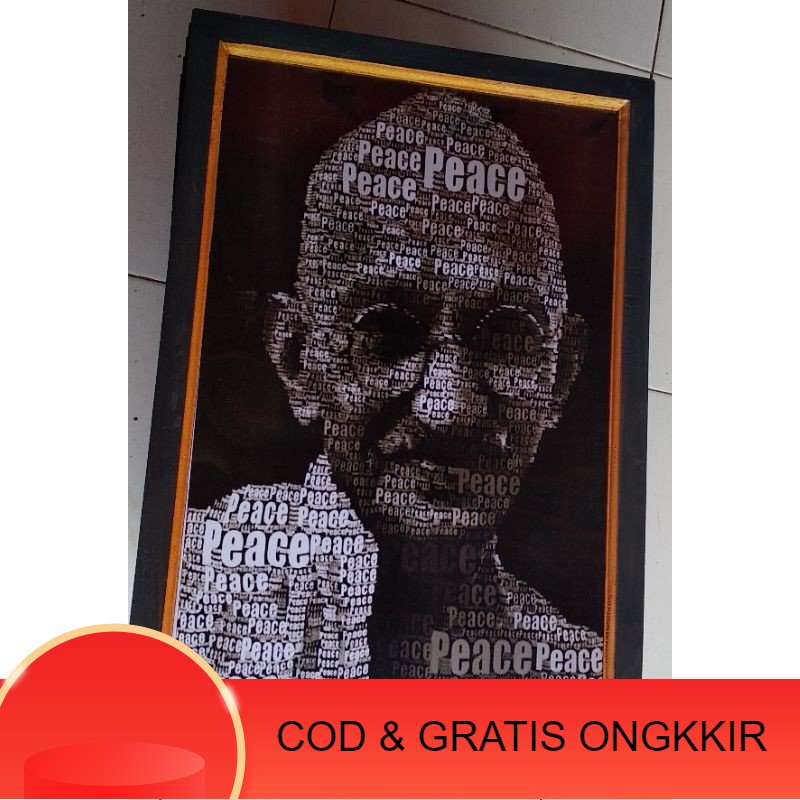 HIASAN DINDING Photo Frame Wall Hanging poster Picture Mahatma Gandhi ...