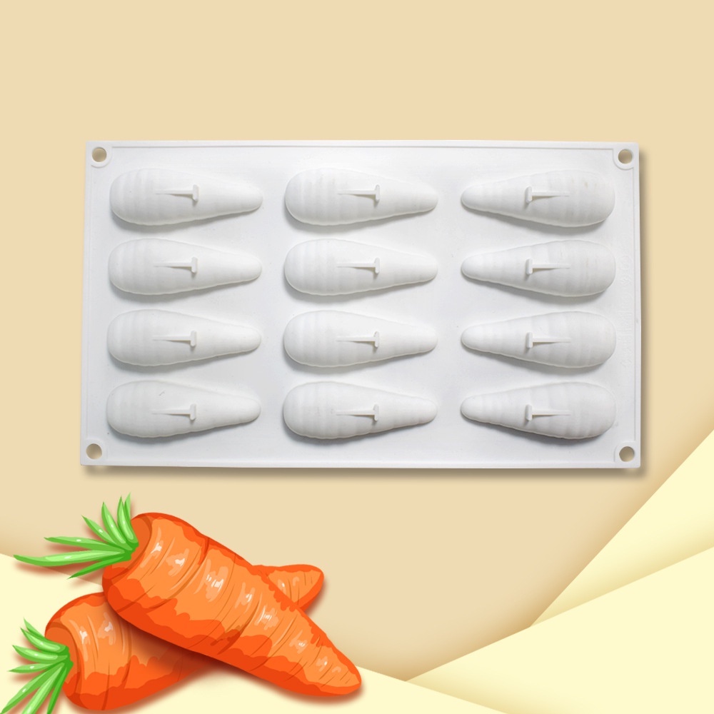 12-Cavity Carrot Silicone Mold Mousse Cake Mold French Dessert Mold ...