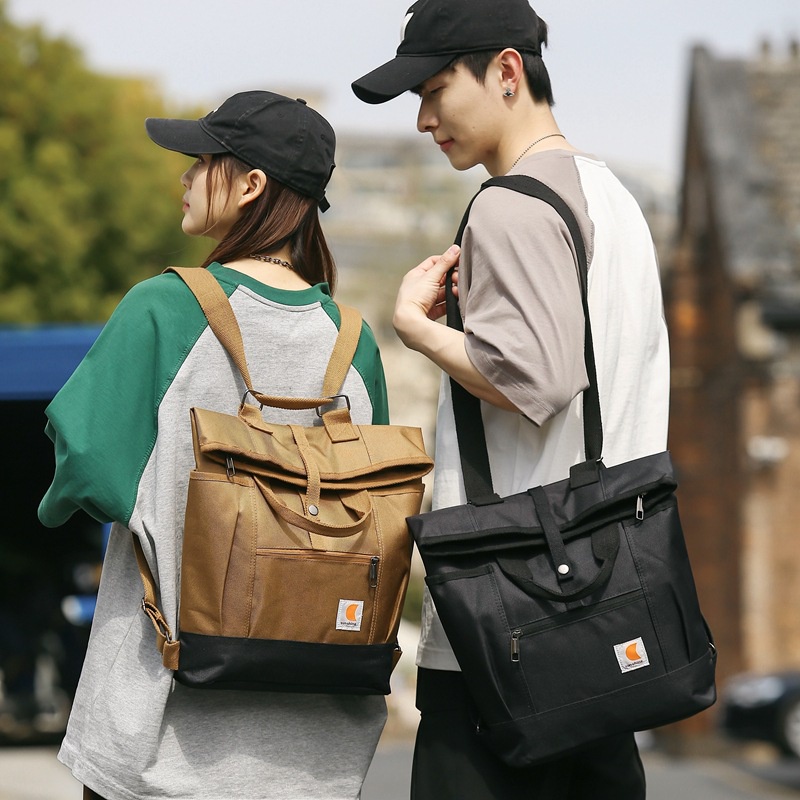 European American Retro Trendy Roll-Up Backpack Street Trend Roll-Top ...