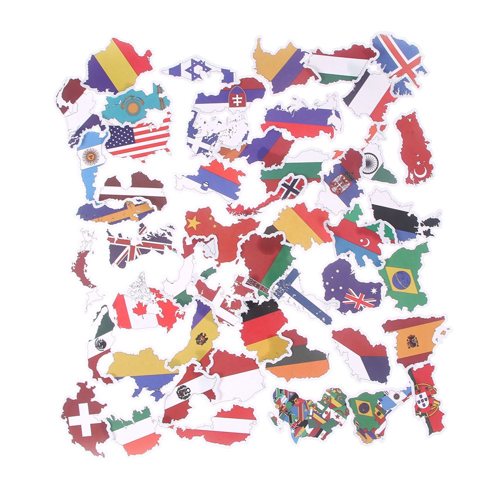 50Pcs National Flags Stickers Countries Map Travel Sticker DIY Suitcase ...
