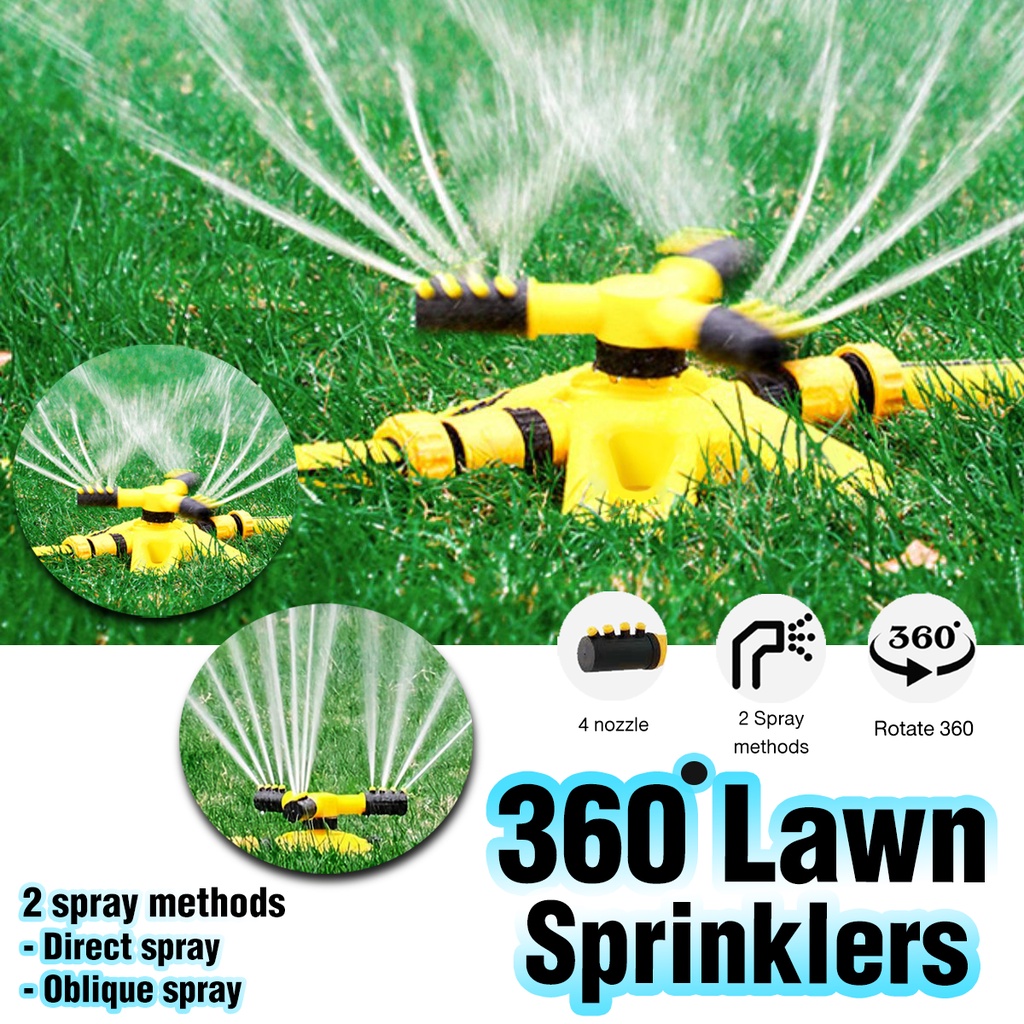 Garden Sprinkler 360° Automatic Rotating Adjustable Sprinkler Large ...