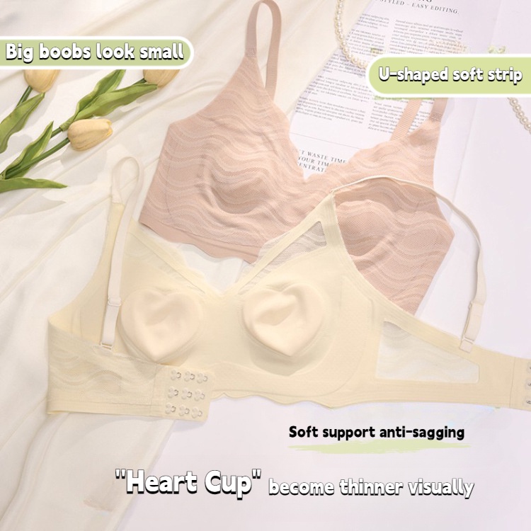 Heart shaped cup bra no steel ring soft support bra seamless anti ...