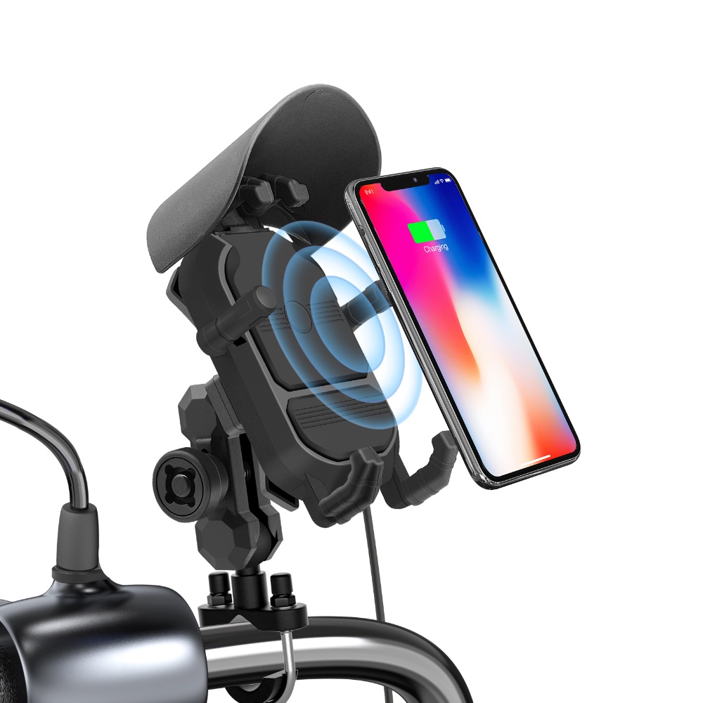 Motorcycle Phone Mount with Wireless Charger 15W Fast Charging Cell ...