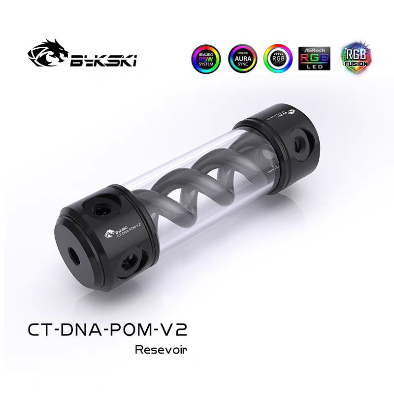 Bykski CT-DNA-POM-V2 190MM Black/White Cylindrical DNA Reservoir(ARGB ...