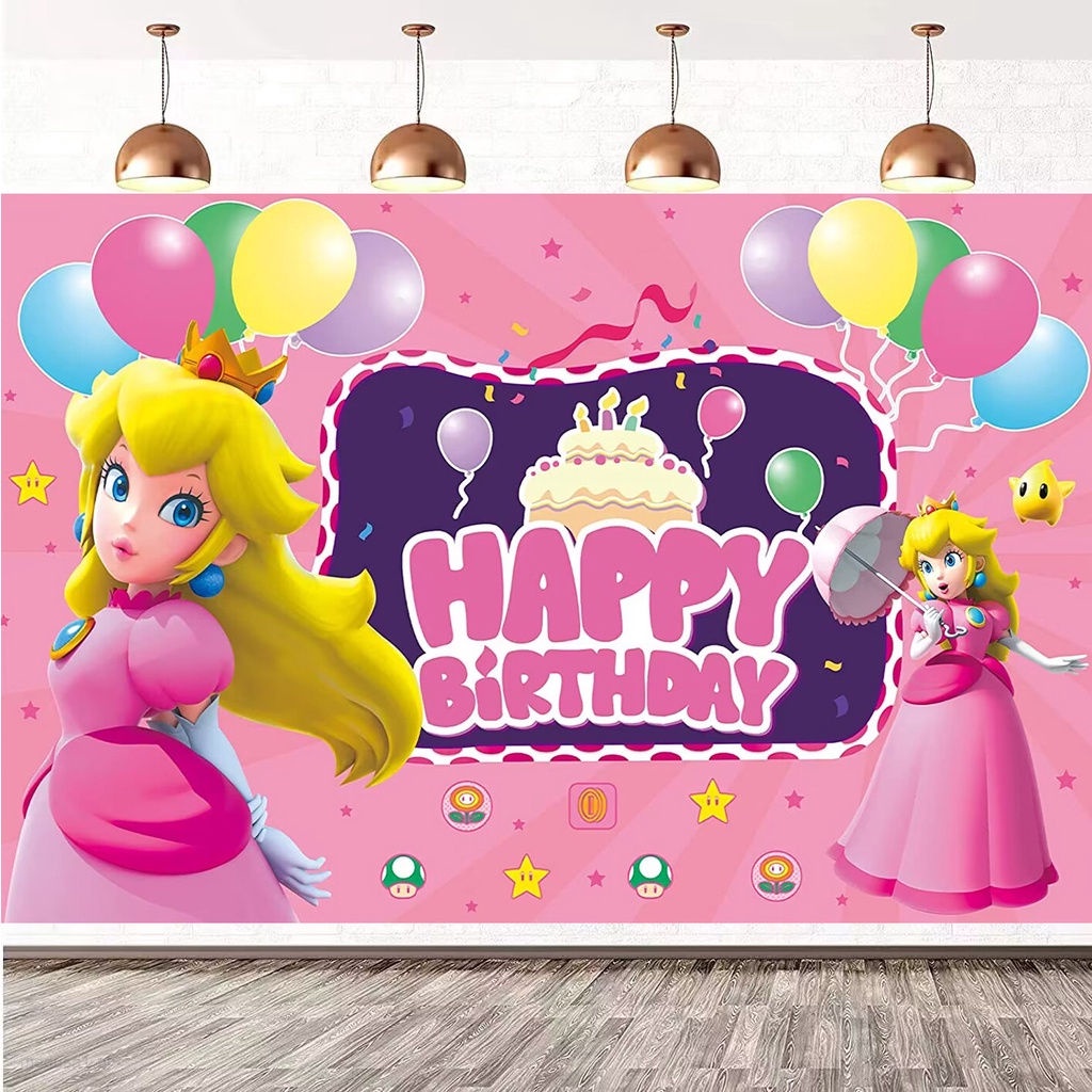 100x150CM Princess Peach Theme Backdrop Photography Background Super ...