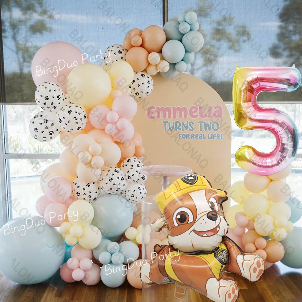 73/74pcs Set Paw Patrol Theme Rubble Balloons Garland Arch Kit 32 ...