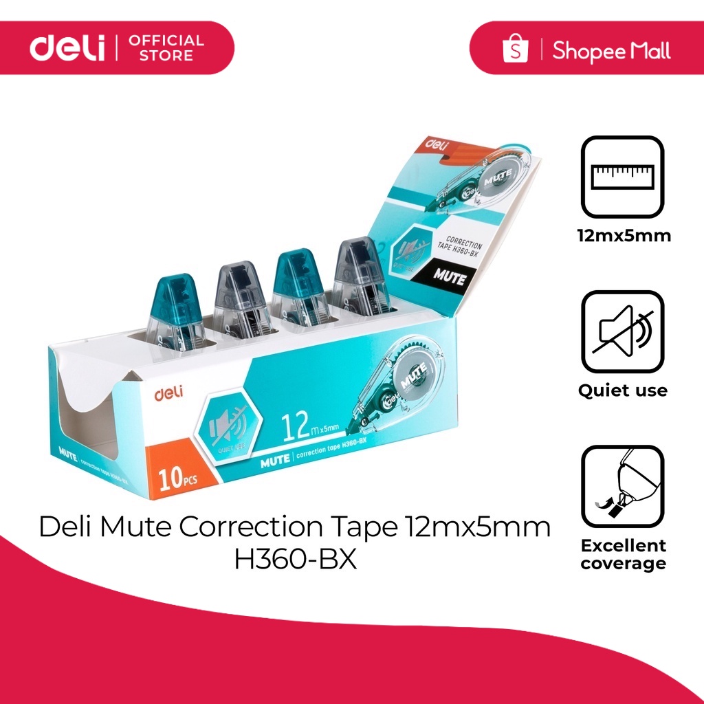Deli H360-BX Mute Correction Tape 12mx5mm 1PC [79H360-BX] | Shopee ...
