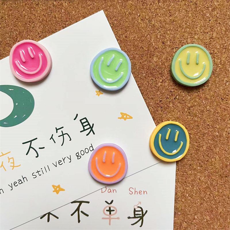 Summer Macaron Colorful Cute Smiley Face Pushpin Cork Felt Nail ...