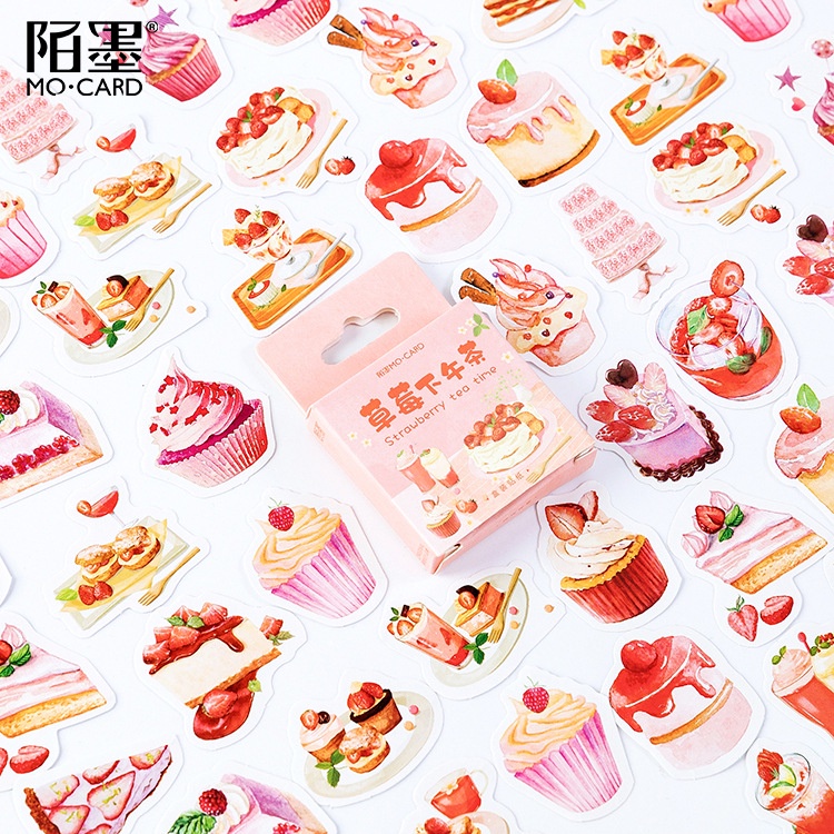 45pcs Strewberry Dessert Cute Stickers, Sweets Cartoon Sticker Set ...