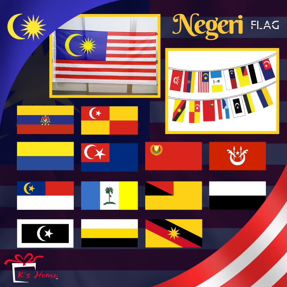 Bendera Negeri Flag (Polyester) Banting Flag 15pcs Negeri | Shopee ...