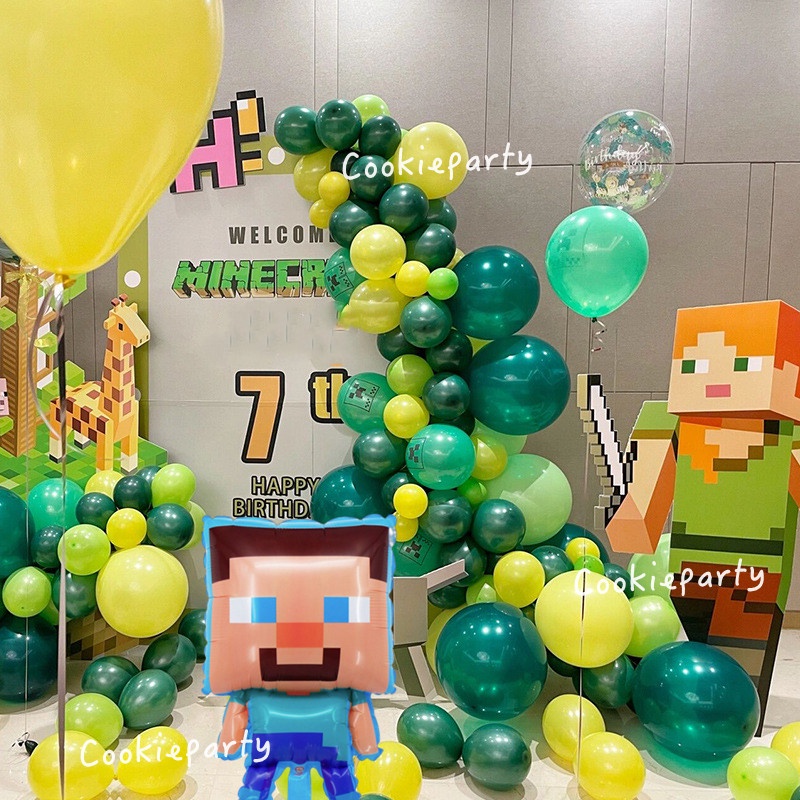 79Pcs/set Minecraft Balloon Set Steven 32Inch Gold Number 1-9th World ...