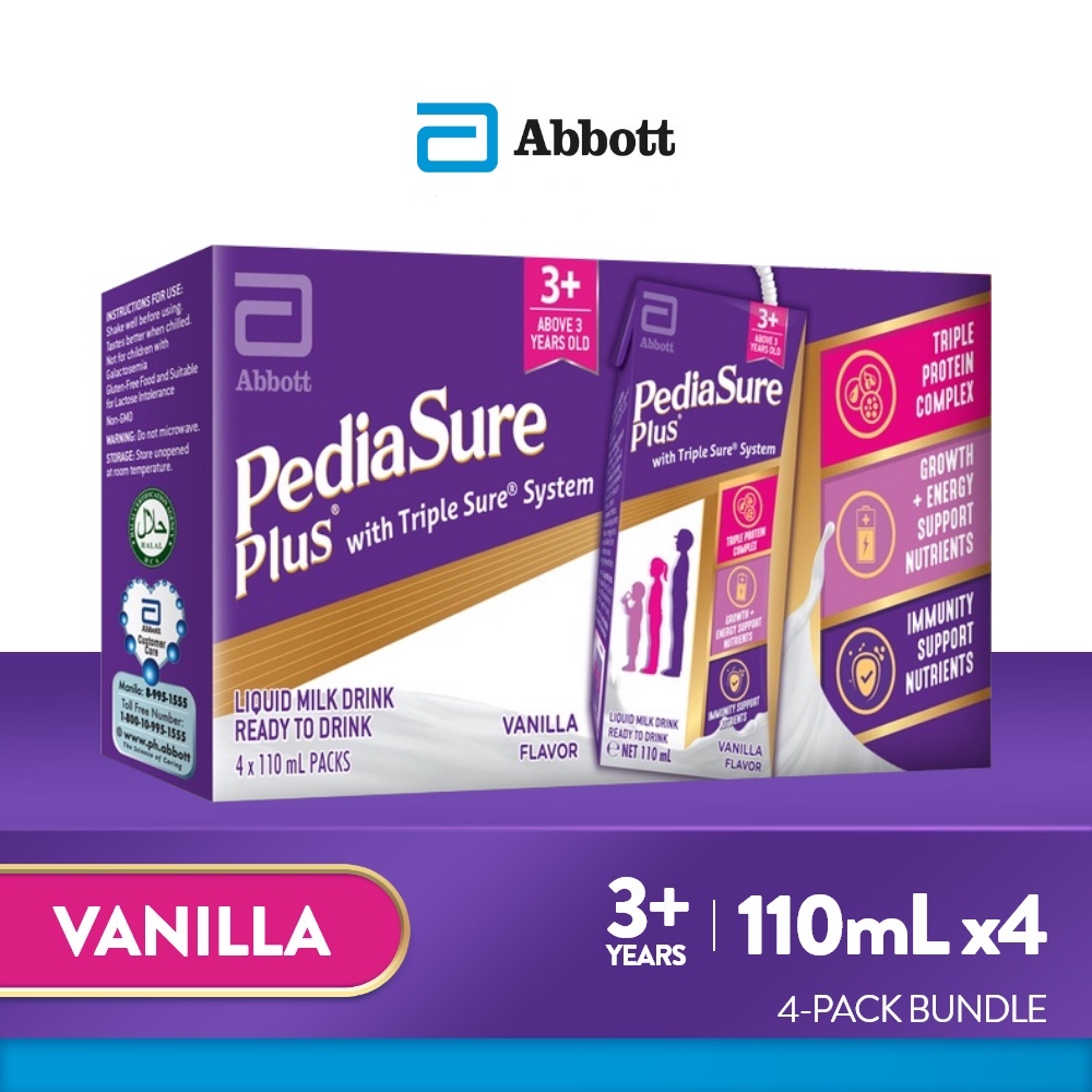 Pediasure Plus Ready to Drink Vanilla for 3yrs Old Above 4pcs X 110mL ...