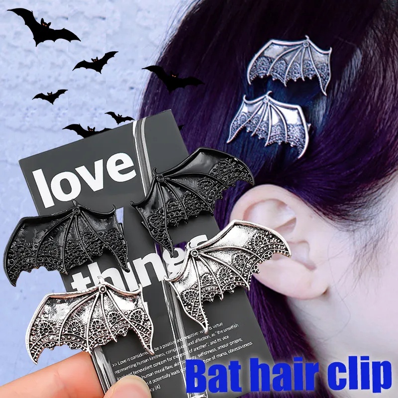 1 Pair Side Bangs Clip Party Punk Dark Horror Bat Wings Hair Clip Duck ...