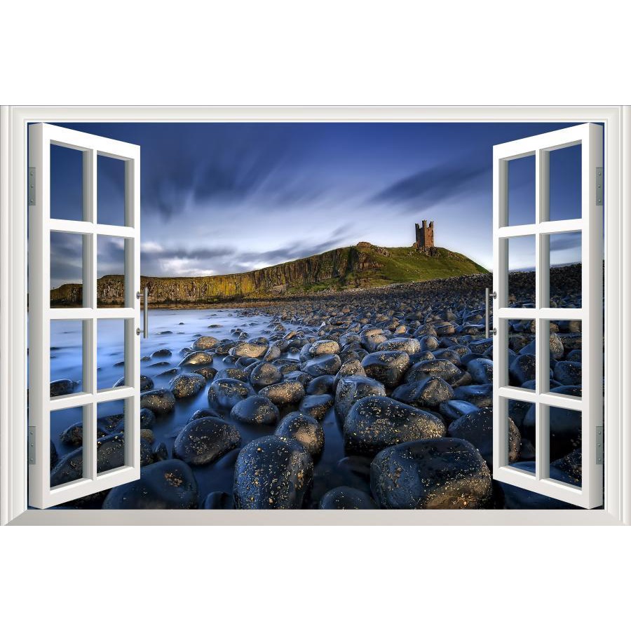 Sea 3D Window View Sticker Wall Art Vinyl Decal Summer Beach Landscape ...