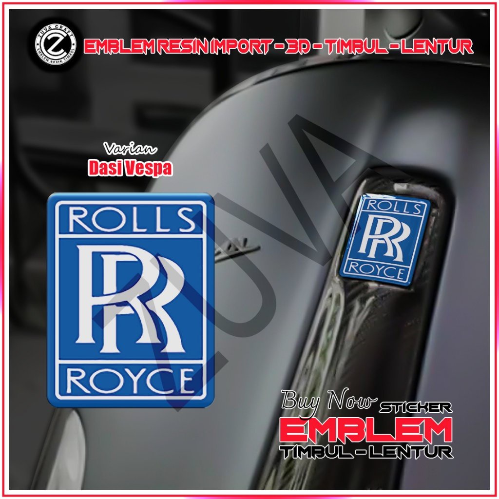 Vespa EMBLEM STICKER LOGO ROLLS ROYCE BLUE embossed EMBLEM Vespa ...