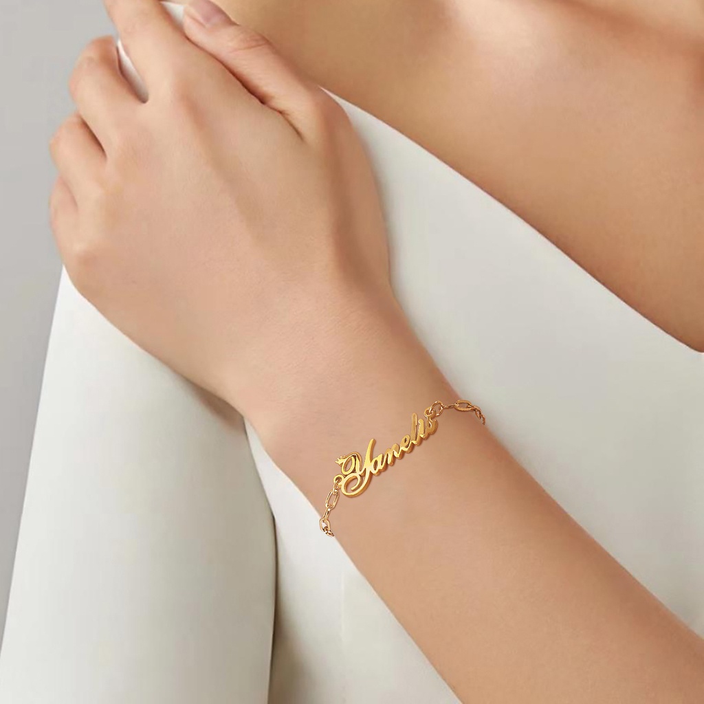 Vnox Personalized Name Pendant Chain Bracelet (Hypoallergenic & Non ...