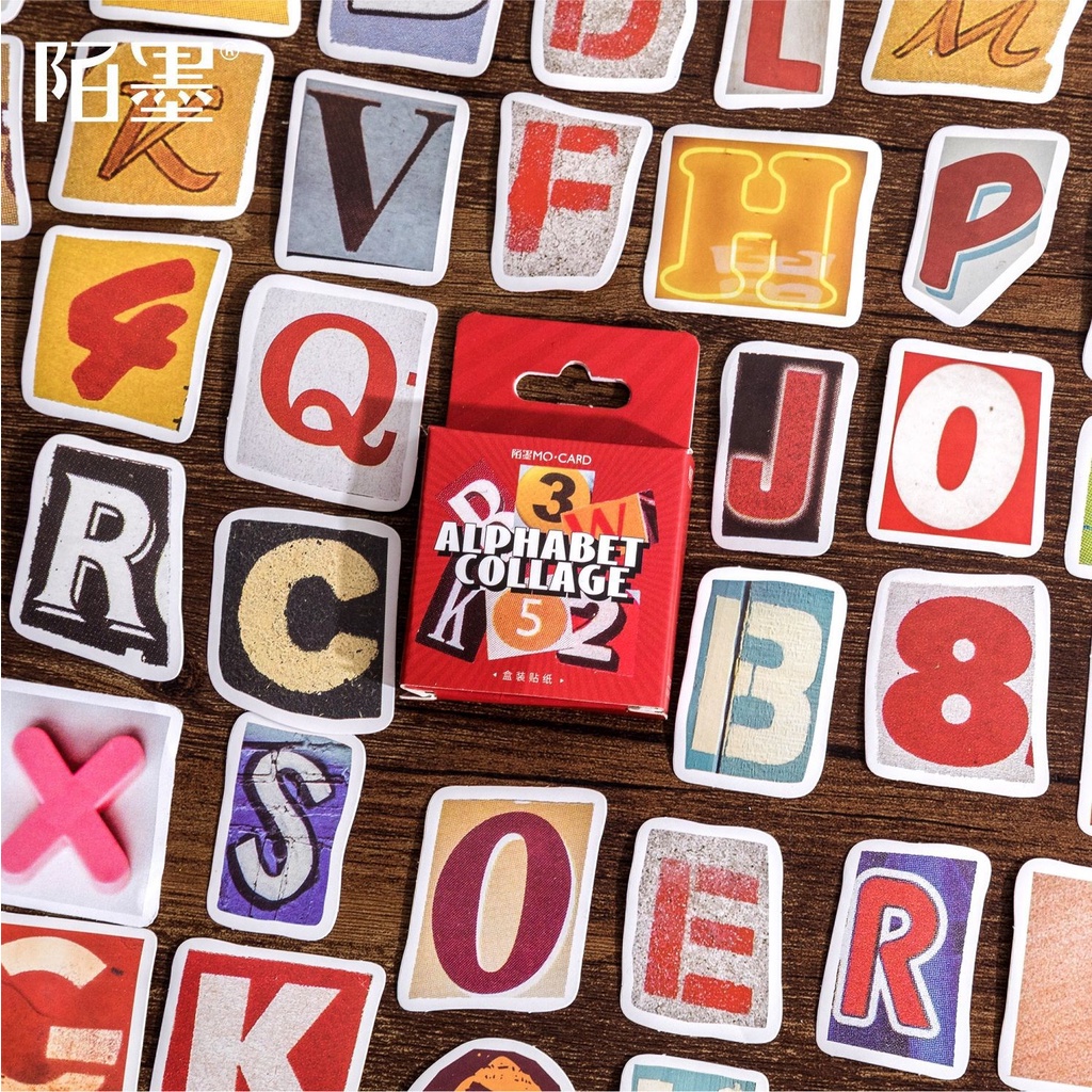45 Pcs kawaii Stationery Sticker Set colorful English letters Cute ...