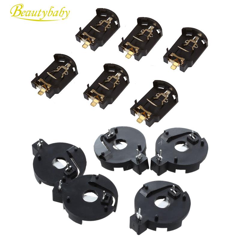 6Pcs Brown Plastic Housing CR2032 Button Cell Battery Socket Holder ...