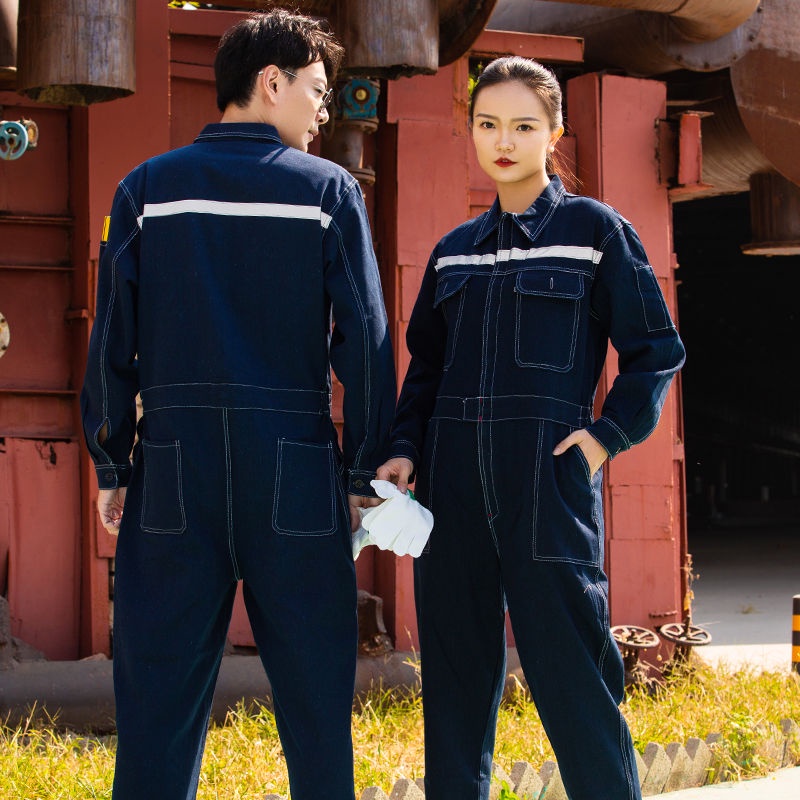 PPE Safety Jumpsuit Denim Hooded Work Safe Jeans Coverall Workwear ...