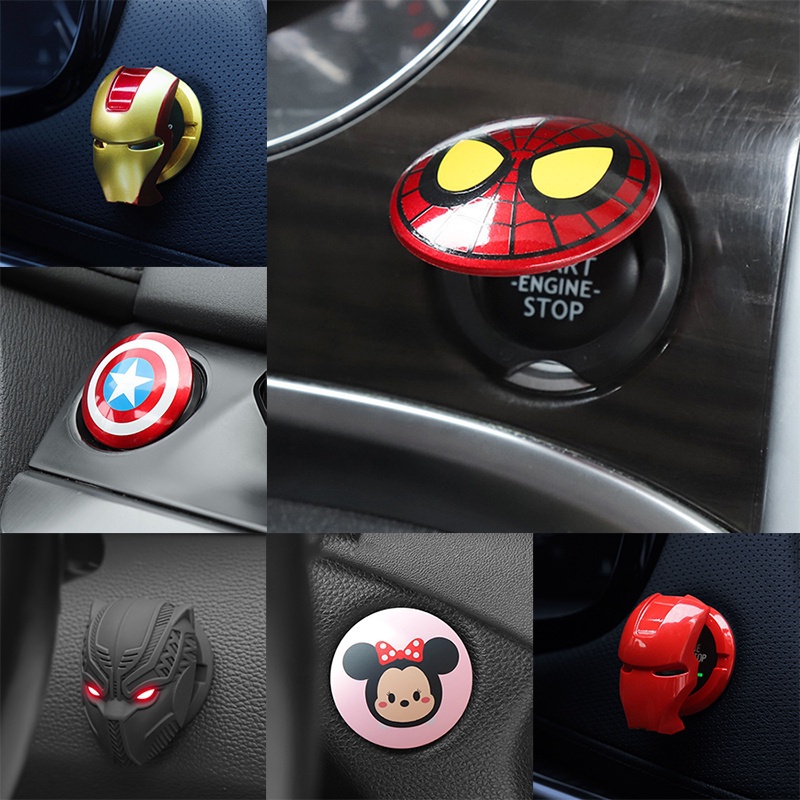 Marvel Spiderman Iron Man Mickey car starter button trim stickers ...