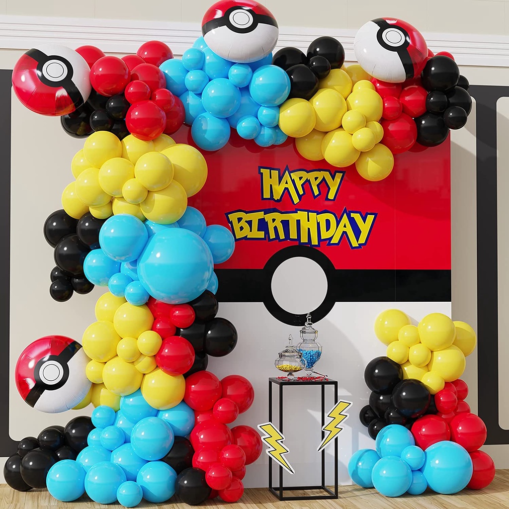 Pokemon Balloons Arch Garland Kit, Red Blue Yellow Latex Balloons ...