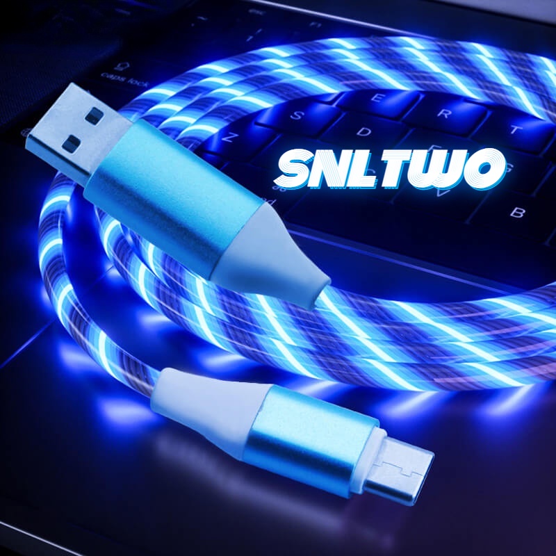 LED Luminous Charger Cable Micro USB / Type C Flowing Charging Cables ...