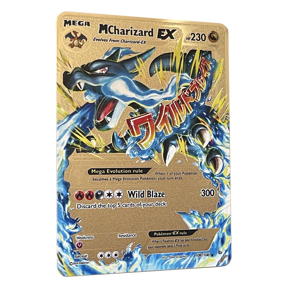 MEGA Charizard EX Golden Pokemon Cards in English Iron Metal Pokmo ...