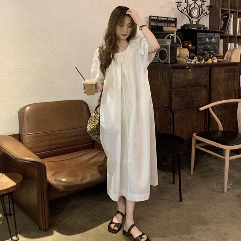 Korean Style Vintage Maxi Dress Simple and Stylish Loose-fitting Dress ...