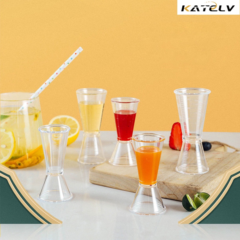 KATELV Acrylic Double Head Clear Jigger Shot Measure Cup Milk Tea and ...
