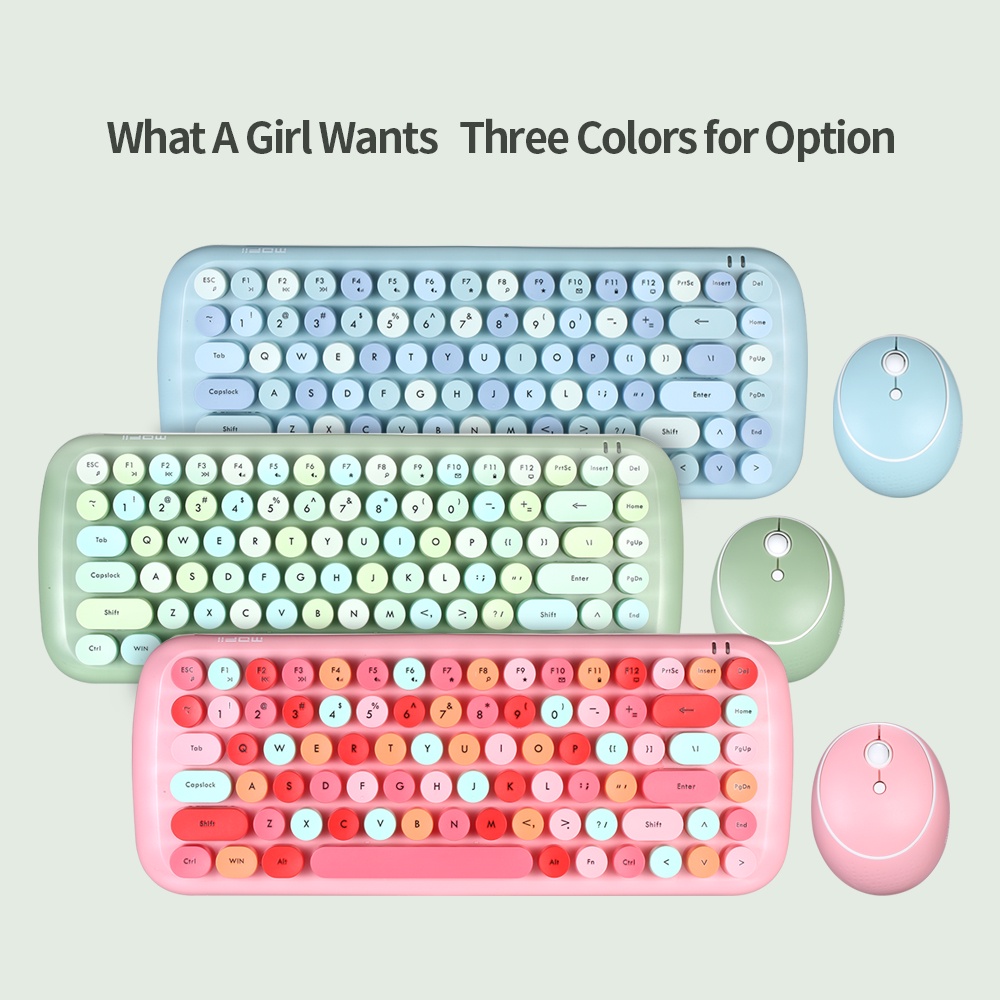 Mofii CANDY Keyboard Mouse Combo Wireless 2.4G Mixed Color 84 Key Mini ...