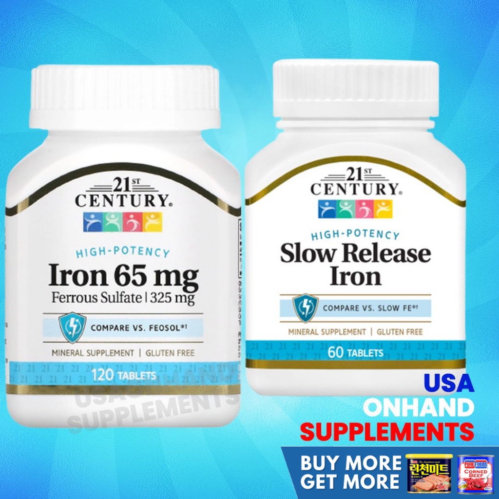 USA Onhand | 21st Century, Iron 65 mg, Iron 27 mg, Slow Release Iron ...