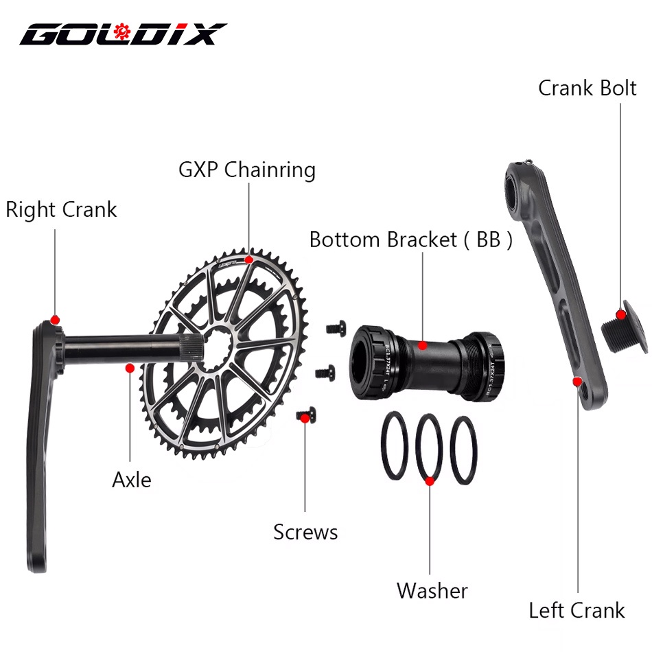 Road bike crankset Ultralight GXP Cranks Arms 170mm Double Chainring 50 ...