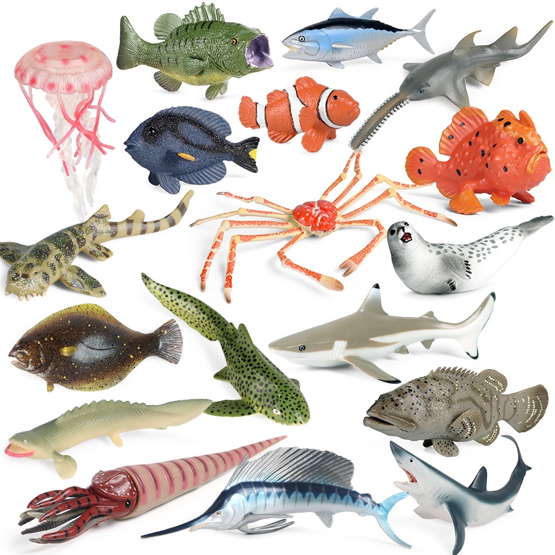 Ocean Marine Jellyfish Shark Seal Crab Clownfish Tuna Sea Life Animals ...