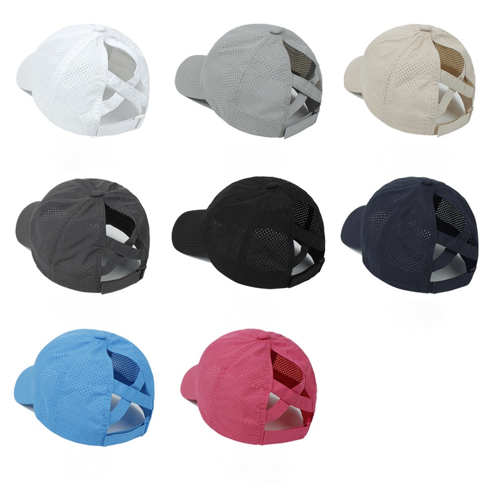 Summer Solid Color Baseball Cap Female Sports and Leisure Cross Mesh ...
