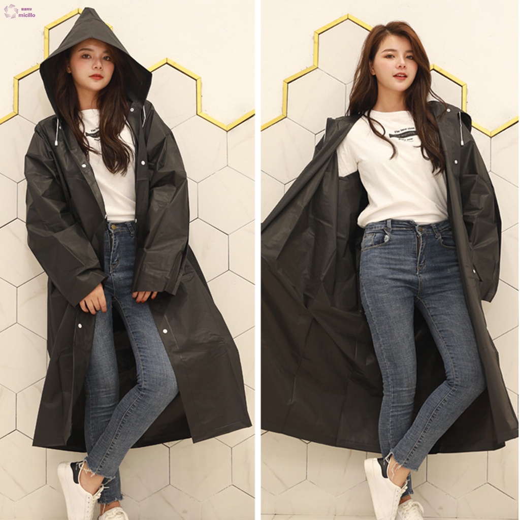 Adult Thickened Rain Cape Raincoat Long Sleeves Rain Coat with Buttons ...